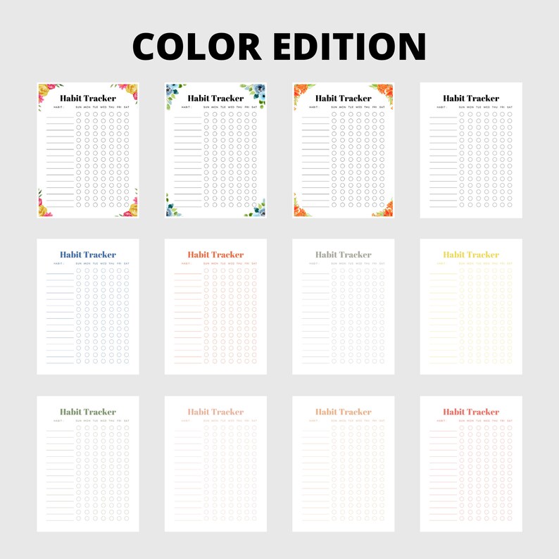 Habit Tracker Printable in Color, Goal Planning Template, Build Better ...