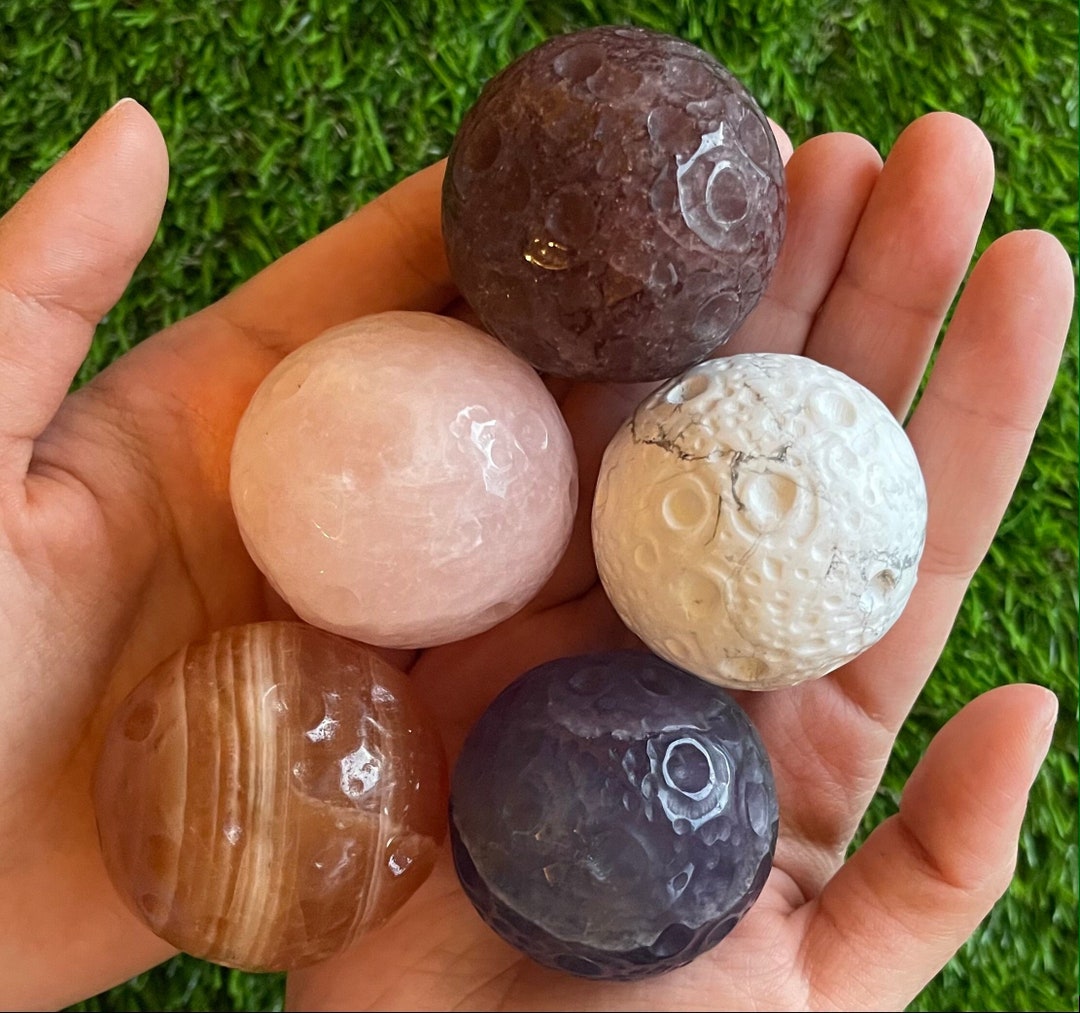 Assorted Crystal Moon Spheres Moon Crystal Spheres Rose Quartz Moon ...