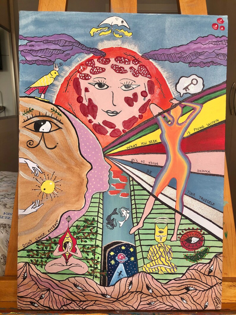 Handmade Acrylic Painting on Canvas About the Energy Within Us and Its ...
