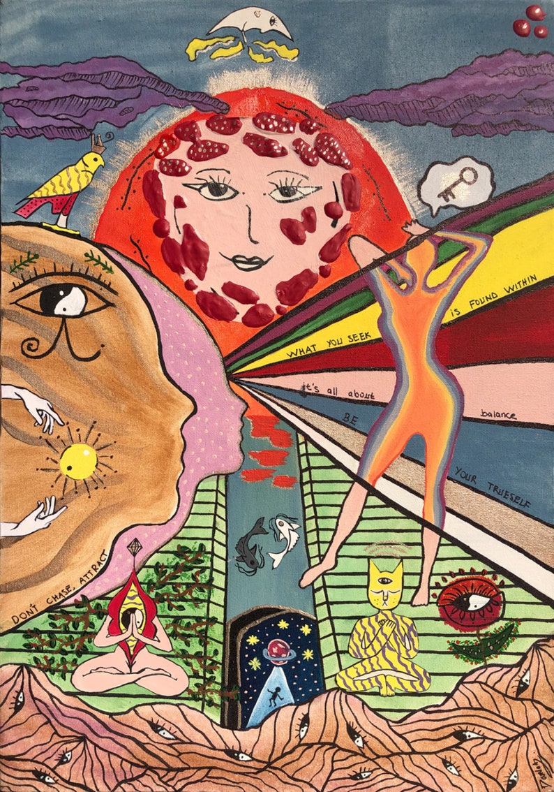 Handmade Acrylic Painting on Canvas About the Energy Within Us and Its ...