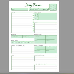 Green Daily Planner PDF Download - Etsy