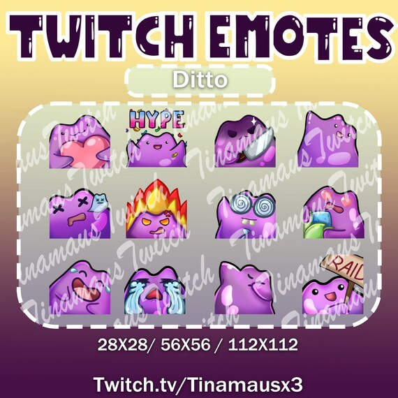 Twitch Emotes Ditto Pack of 12 Ready to Use | Etsy