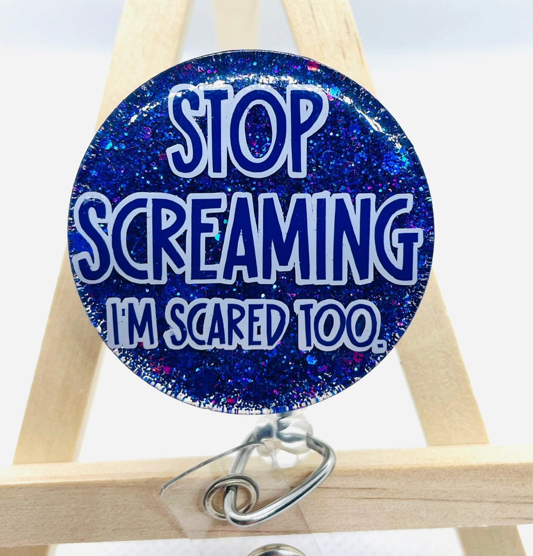 Stop Screaming Funny Badge Reel With Alligator or Belt Clip Cute ...