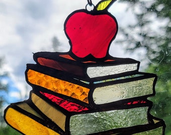 Stained Glass Stack of Books - Etsy