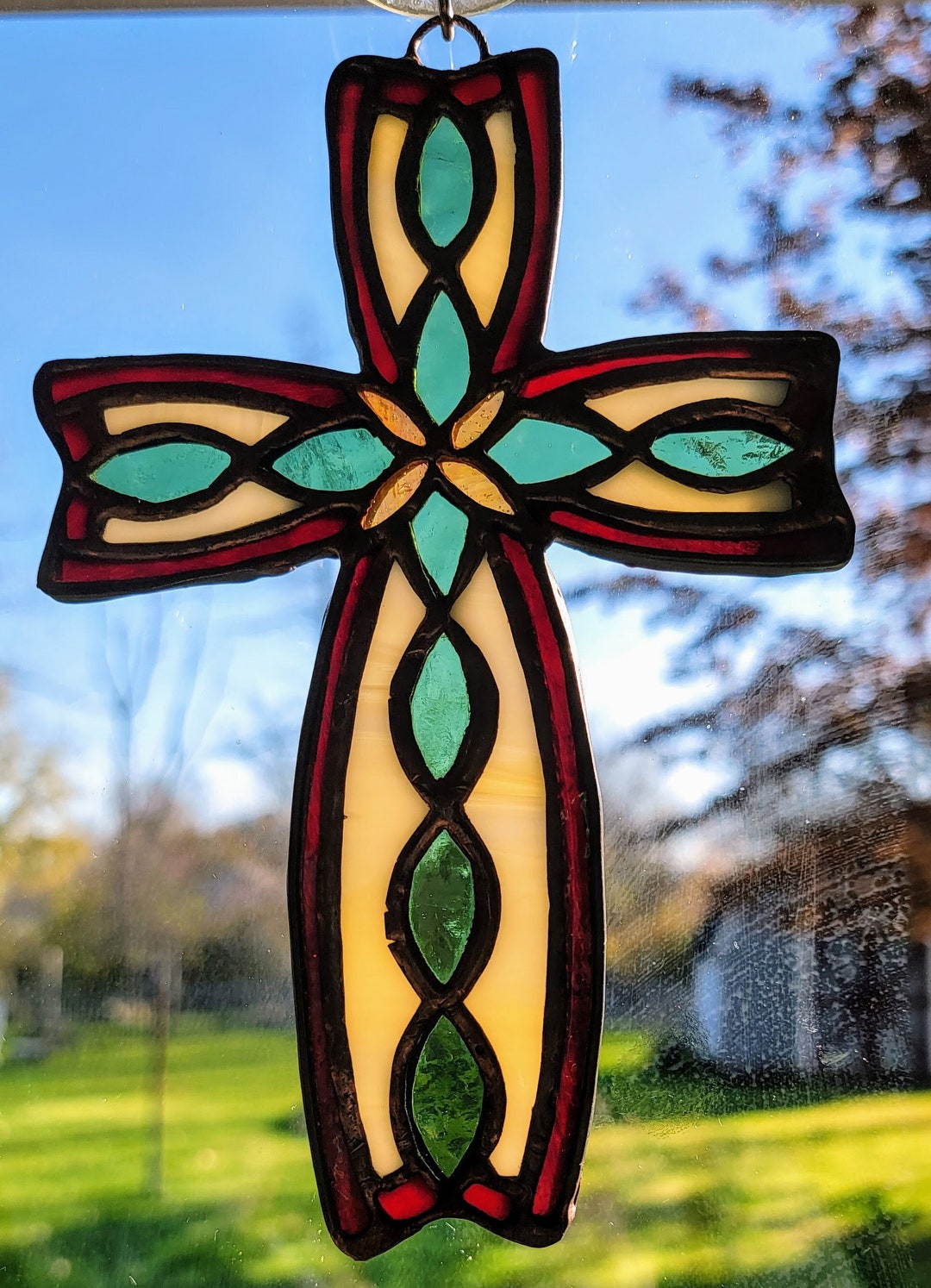 7 Celtic Cross Stained Glass Suncatcher - Etsy