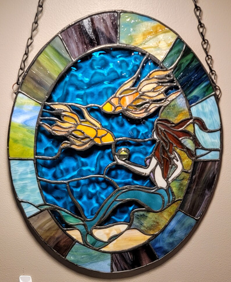 Mermaid "under the Sea" - Stained Glass Panel - Etsy
