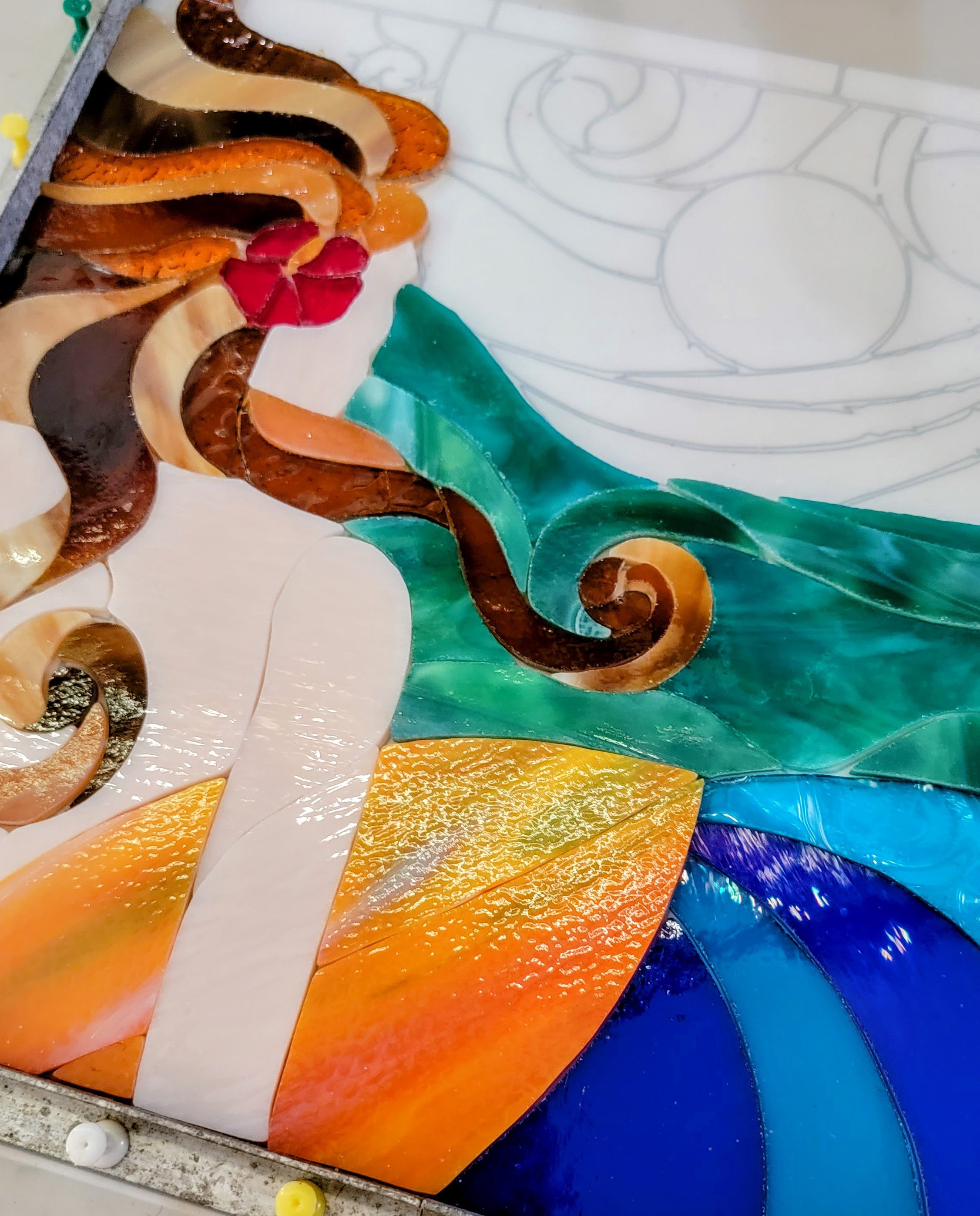 Full Moon Surfer Stained Glass Panel - Etsy