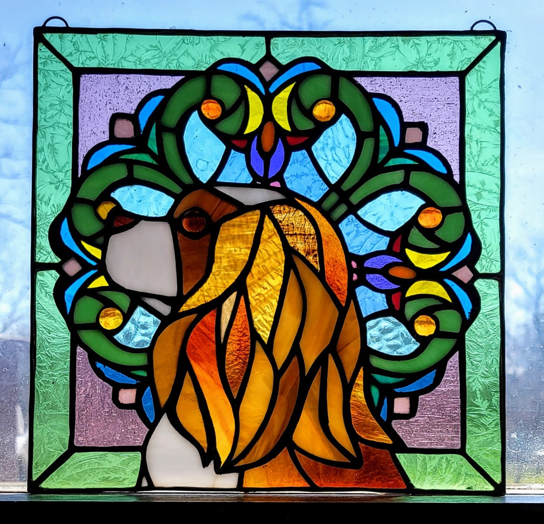 King Charles Cavalier Spaniel - 11" Stained Glass Panel - Etsy