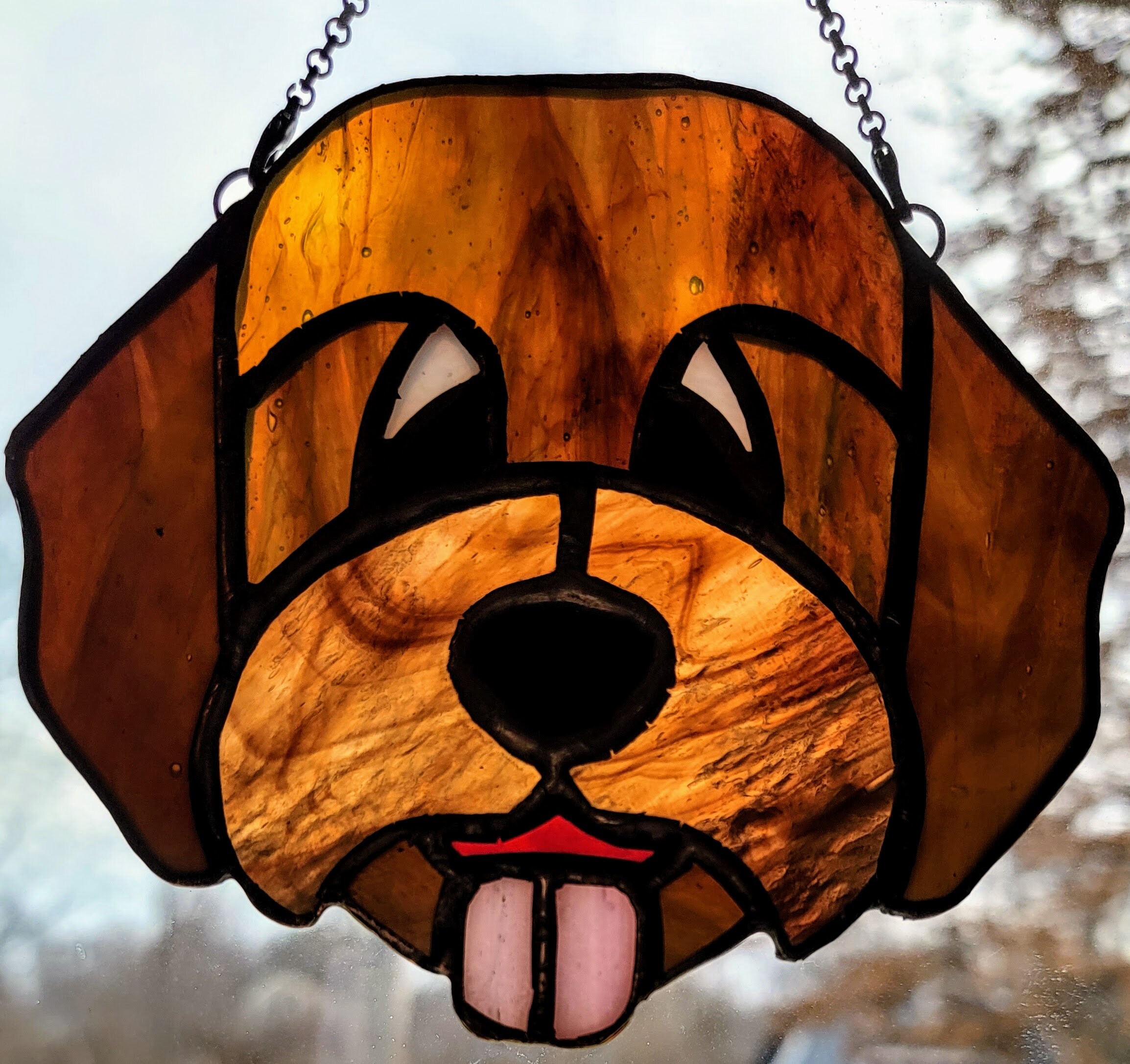 Shaggy Dog Stained Glass Suncatcher - Etsy