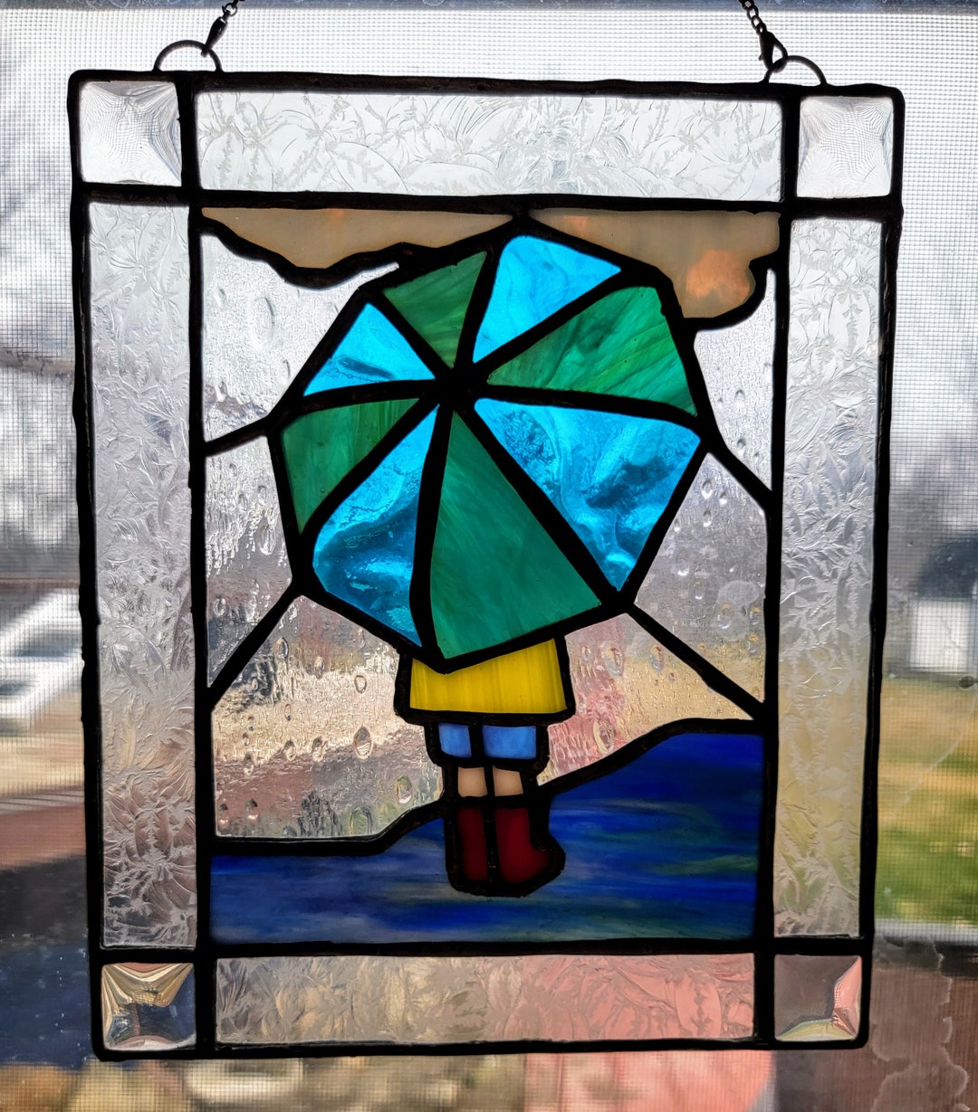 Rainy Day Stained Glass Panel - Etsy
