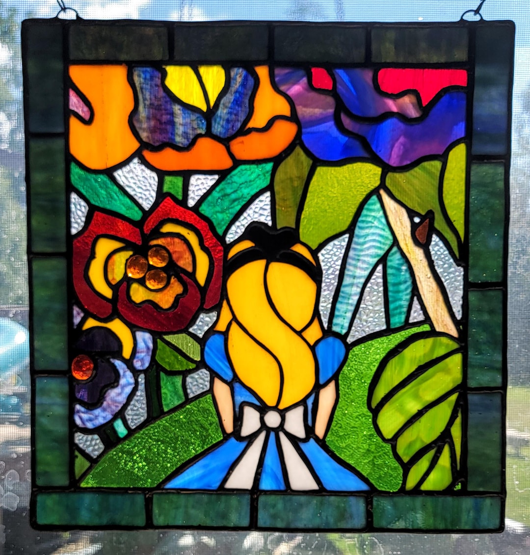 Alice in Wonderland Garden - Stained Glass Panel - Etsy UK
