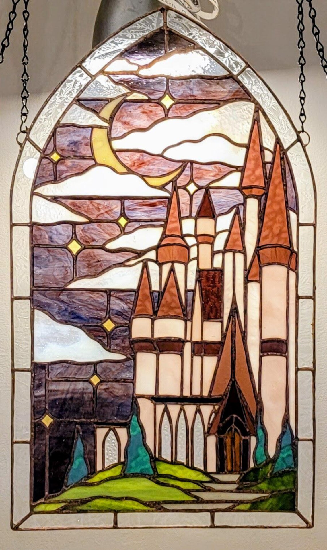 Enchanted Moonlit Castle - Stained Glass Panel - Etsy