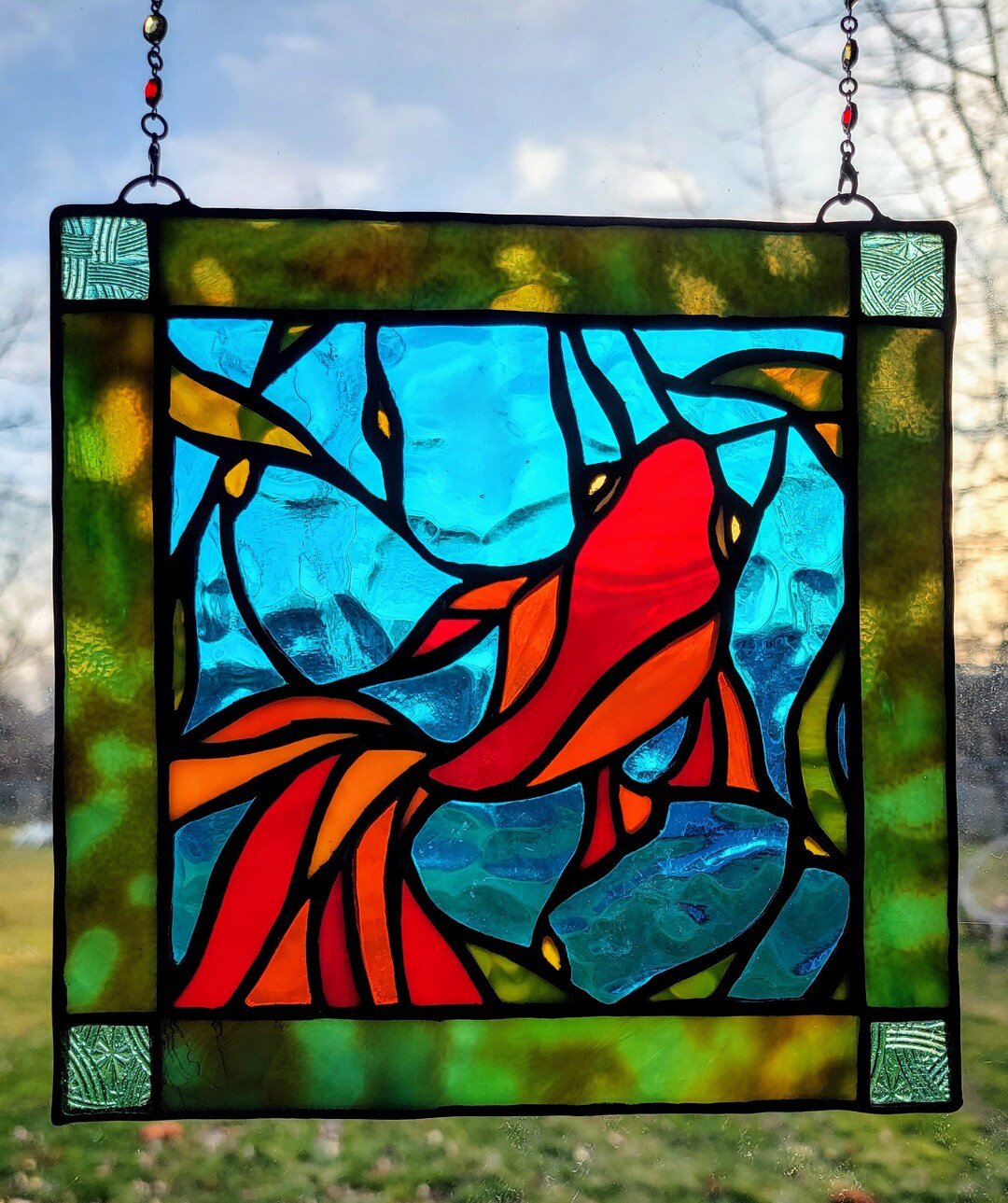 Fantail Goldfish Stained Glass Panel / Suncatcher - Etsy