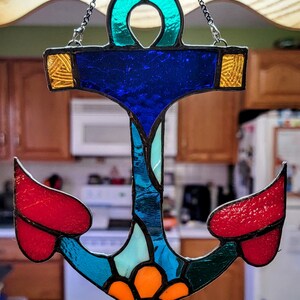 Sailor's Anchor Stained Glass Suncatcher - Etsy