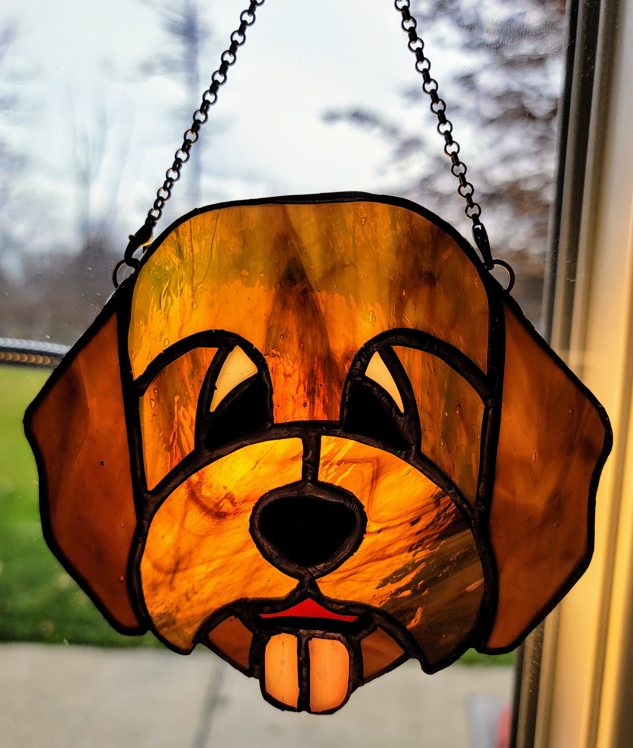 Shaggy Dog Stained Glass Suncatcher - Etsy