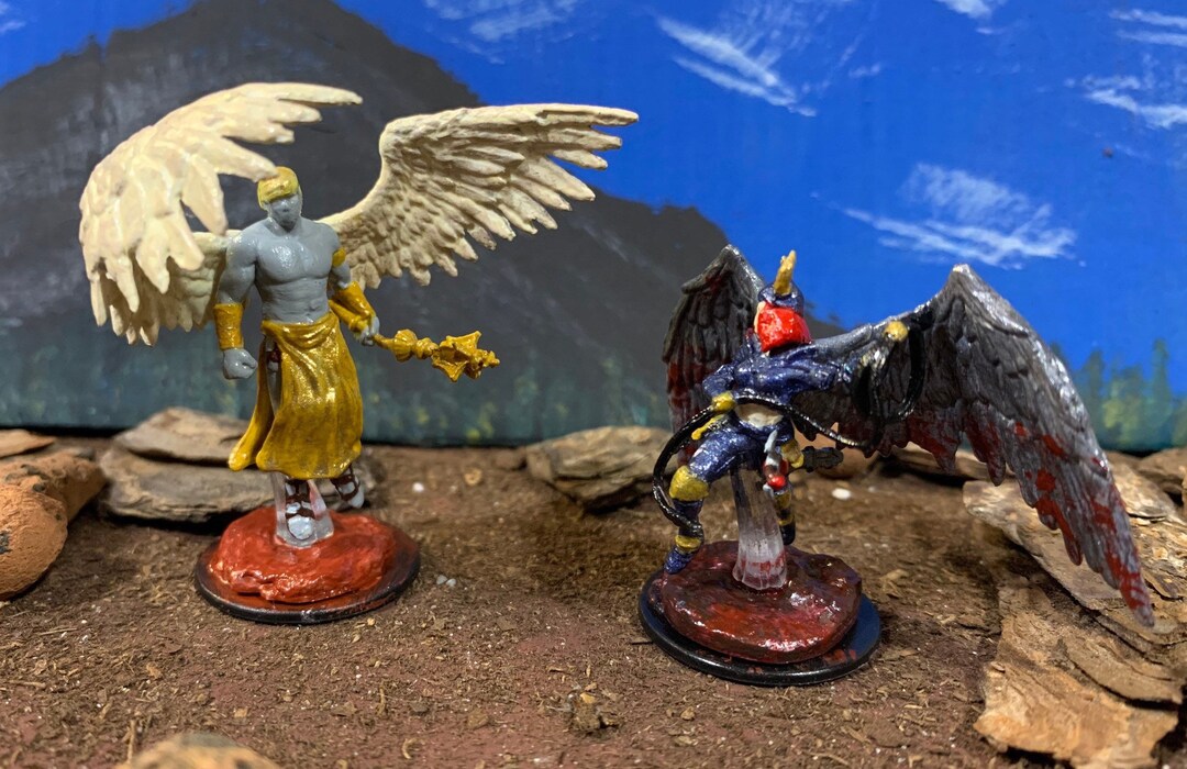 Deva and Erinyes Demon and Angel DND Miniatures - Etsy