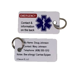 Customized in Case of Emergency Key Tag Set of 3 - Etsy