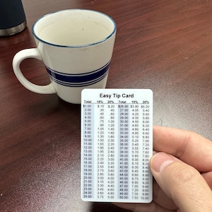 Restaurant Tip Table Card Easy Tip Calculations - Etsy