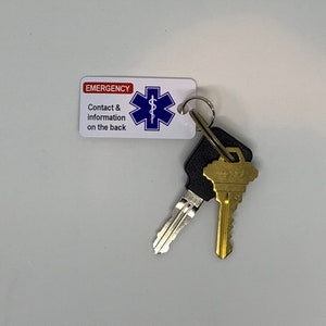 Customized in Case of Emergency Key Tag Set of 3 - Etsy