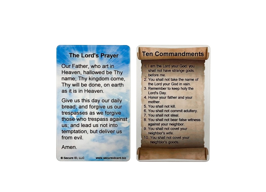 Lord's Prayer & 10 Commandments Wallet Card - Etsy