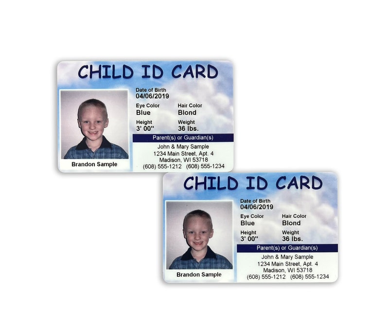Customized Child ID Emergency Contact Card for Kids - Etsy