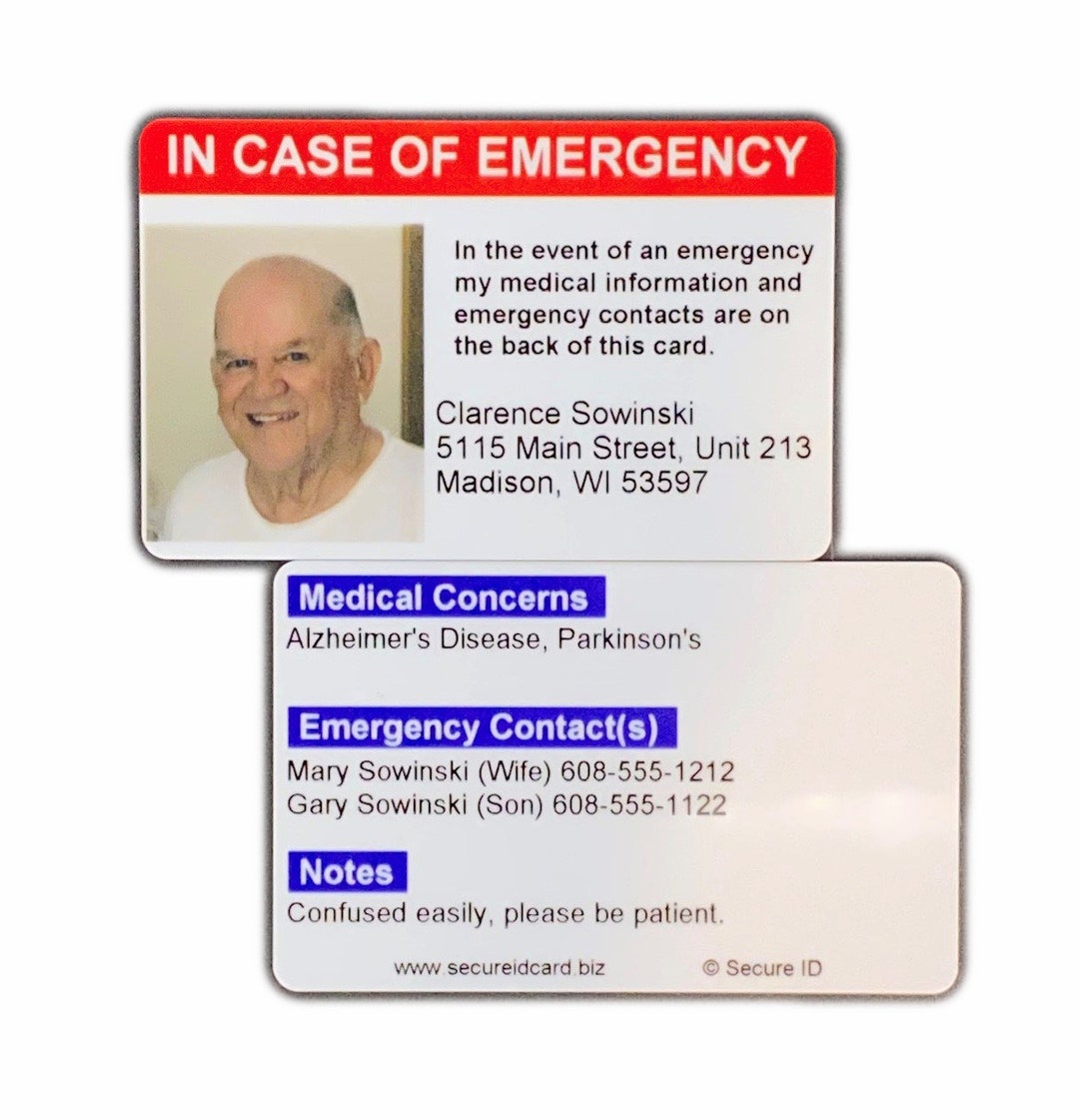 Photo in Case of Emergency Dementia Card - Etsy