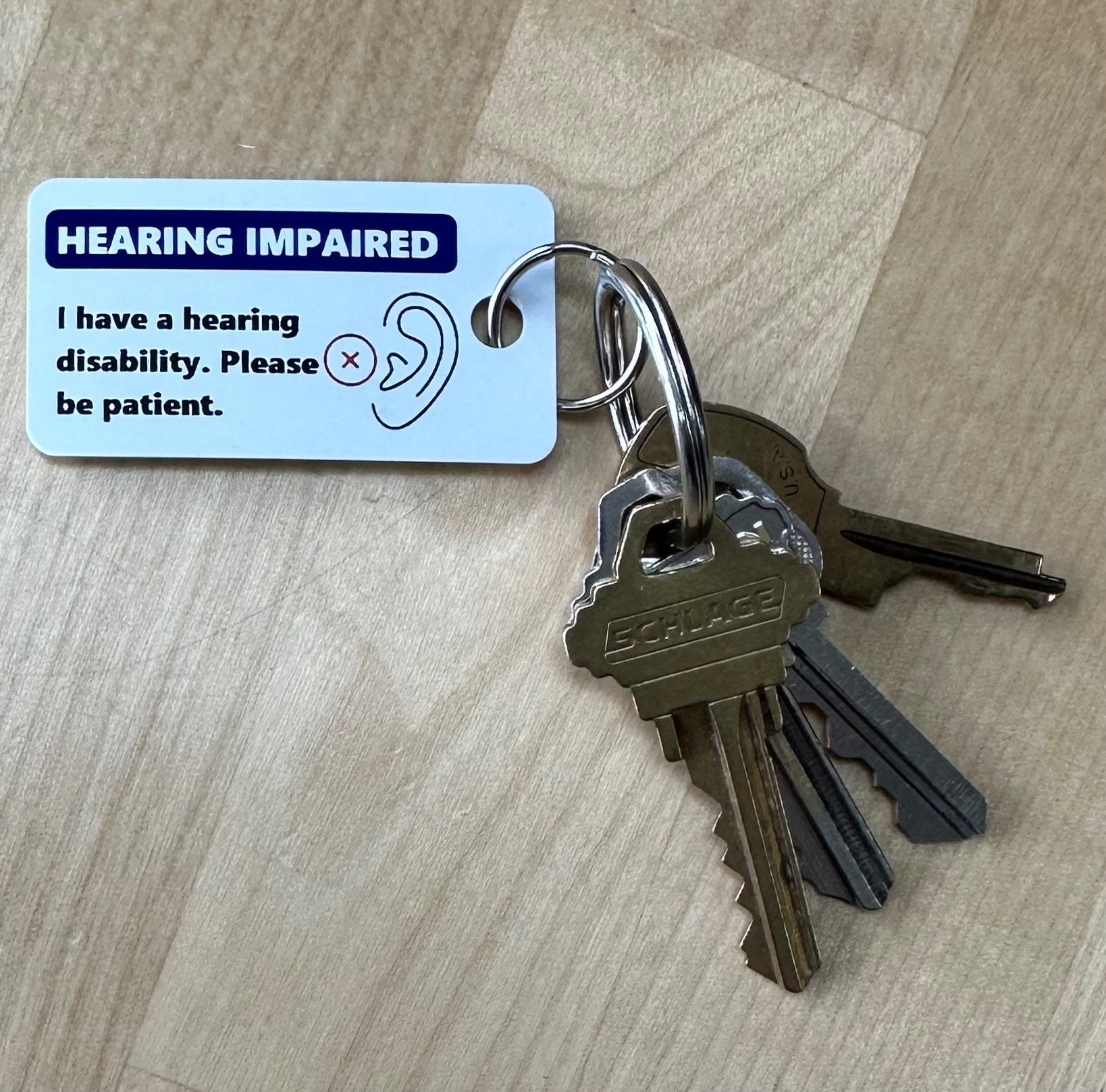 Customized Hard of Hearing ICE Card With Key Tag - Etsy