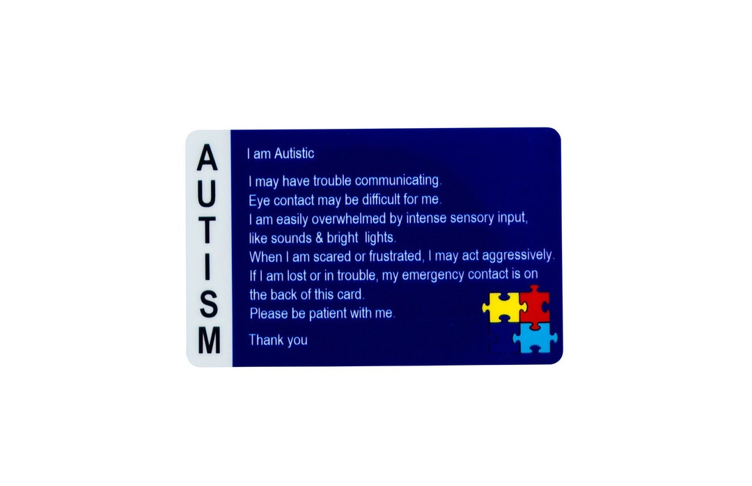 Customized Autism Awareness Emergency Contact Card - Etsy