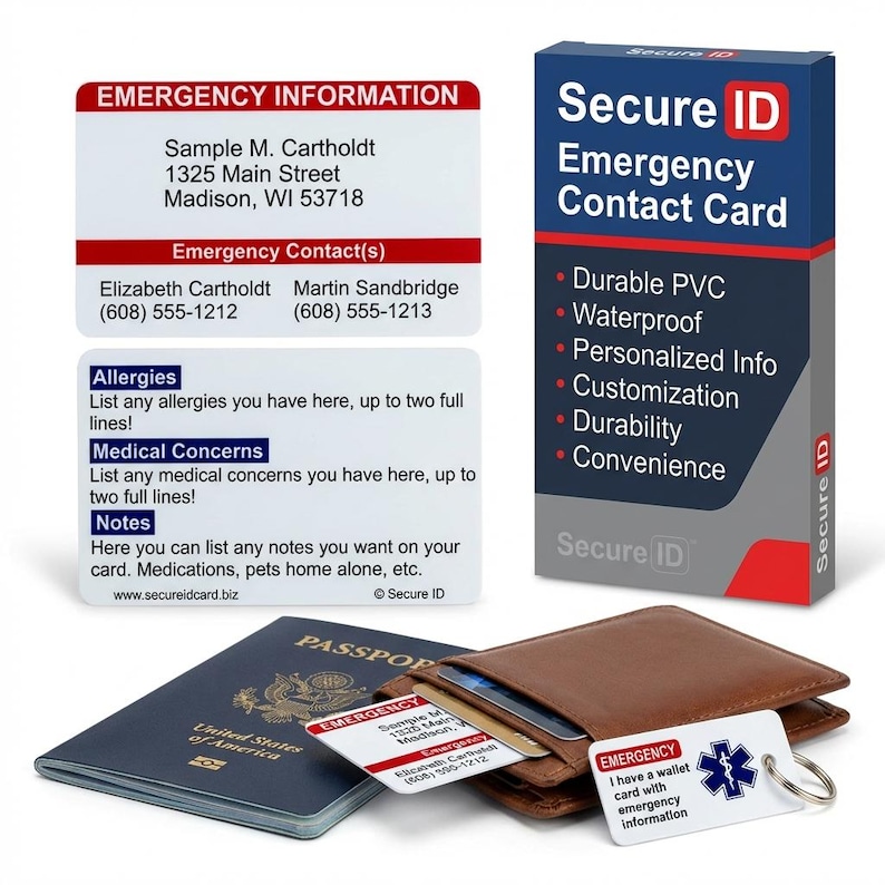 Custom Emergency Contact Wallet Card: Medical Alert ID - Etsy