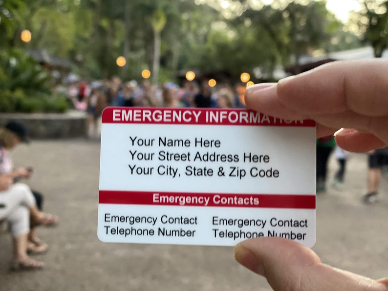 Custom Emergency Contact Wallet Card: Medical Alert ID - Etsy