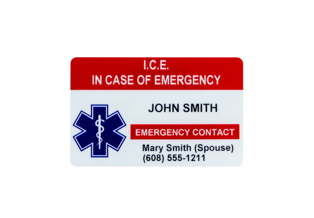 Customized 1 Contact ICE Card With Key Tag - Etsy