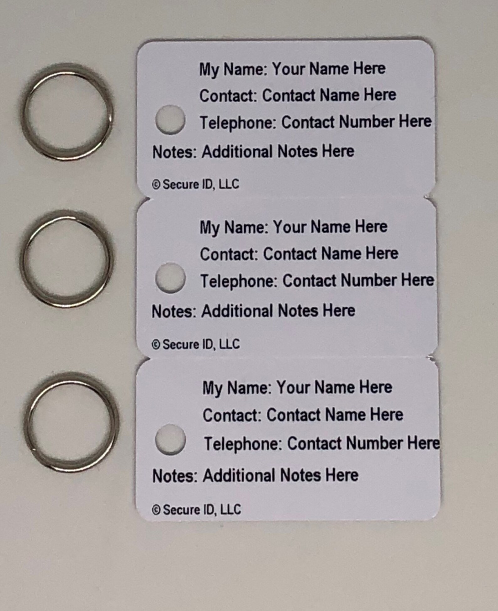 Customized in Case of Emergency Key Tag Set of 3 - Etsy