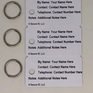 Customized in Case of Emergency Key Tag Set of 3 - Etsy