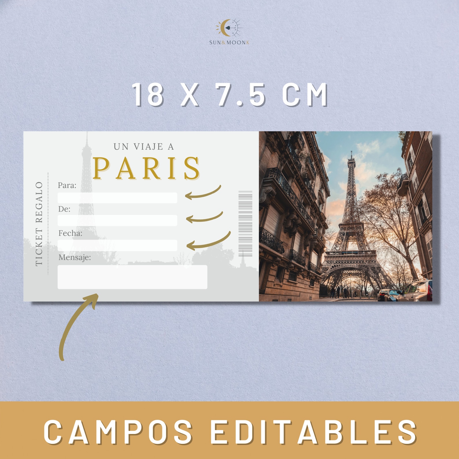Biglietto regalo stampabile Parigi Francia. Viaggio a - Etsy Italia