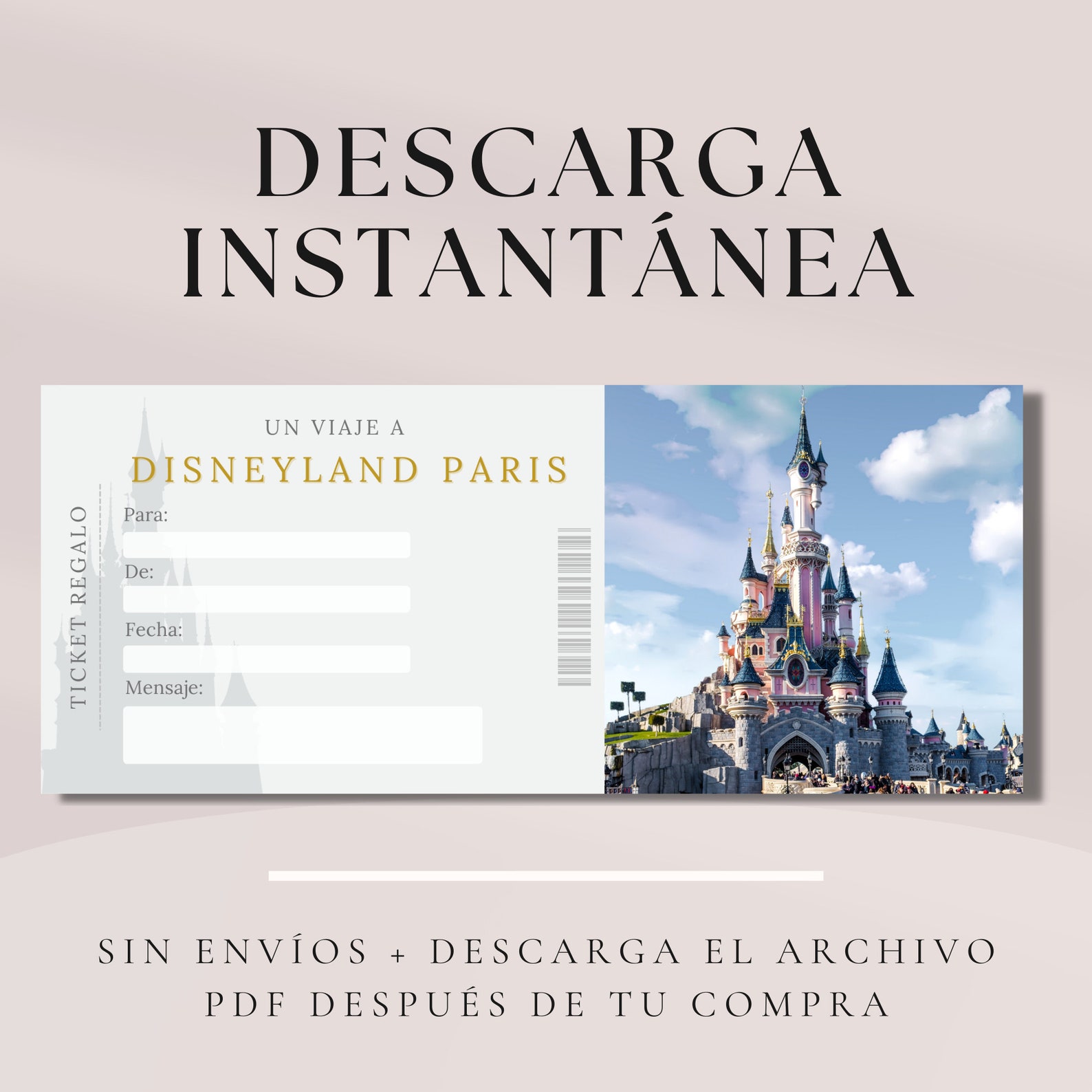 Biglietto Regalo Imprimibile Disneyland Paris. Viaje sorpresa. - Etsy ...