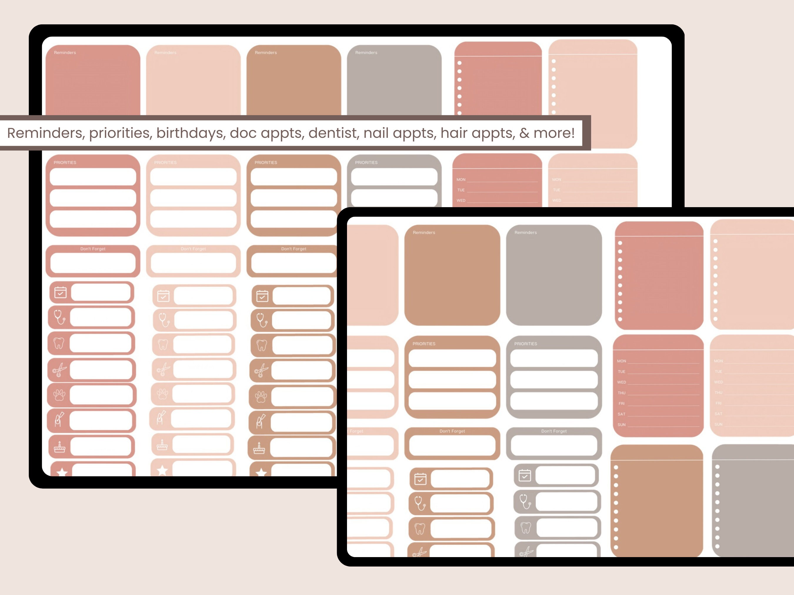 Digital Planner Widgets | Goodnotes Stickers, Pre Cropped Productivity ...
