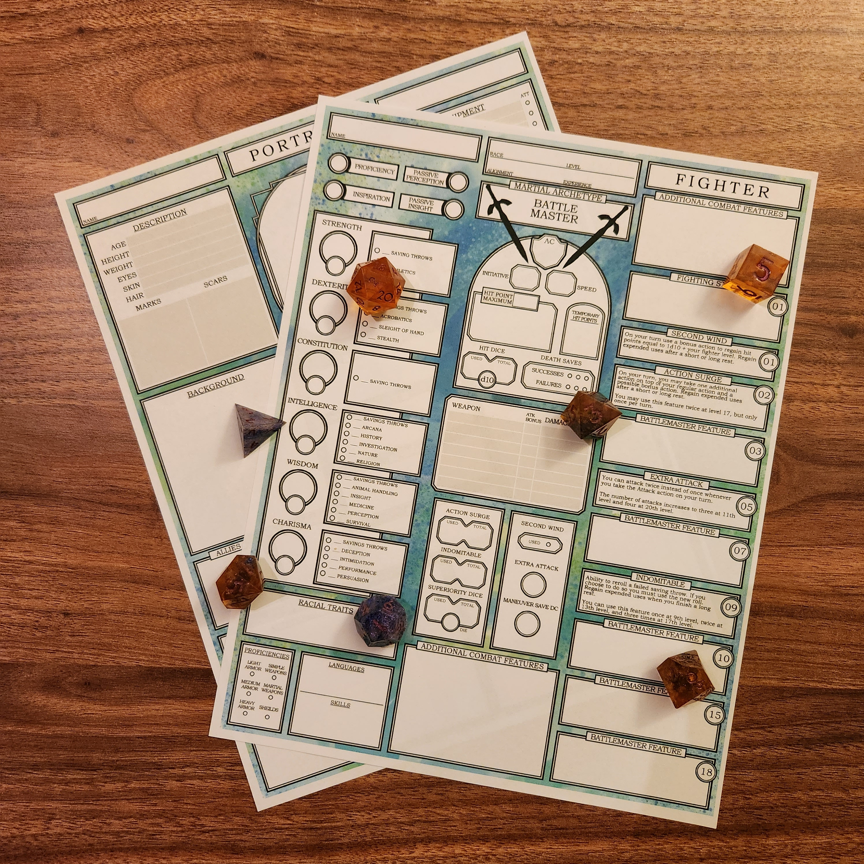 Optimized FIGHTER | Downloadable/fillable PDF Character Sheet for D&D ...