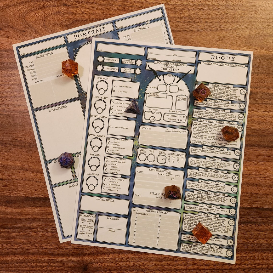 Optimized ROGUE | Downloadable/fillable PDF Character Sheet for D&D 5e ...