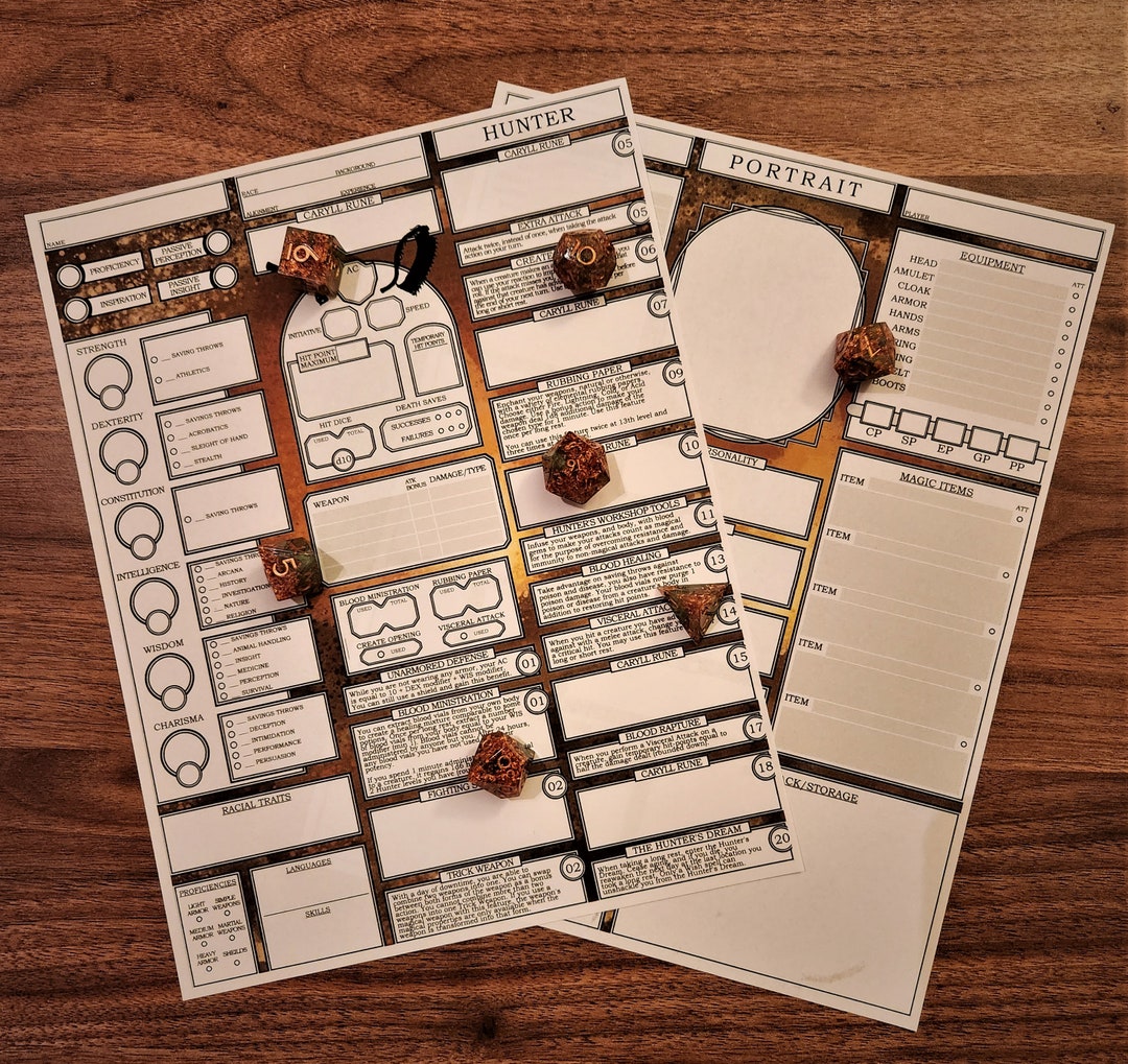 Optimized HUNTER | Homebrew Bloodborne Class | Downloadable/fillable ...