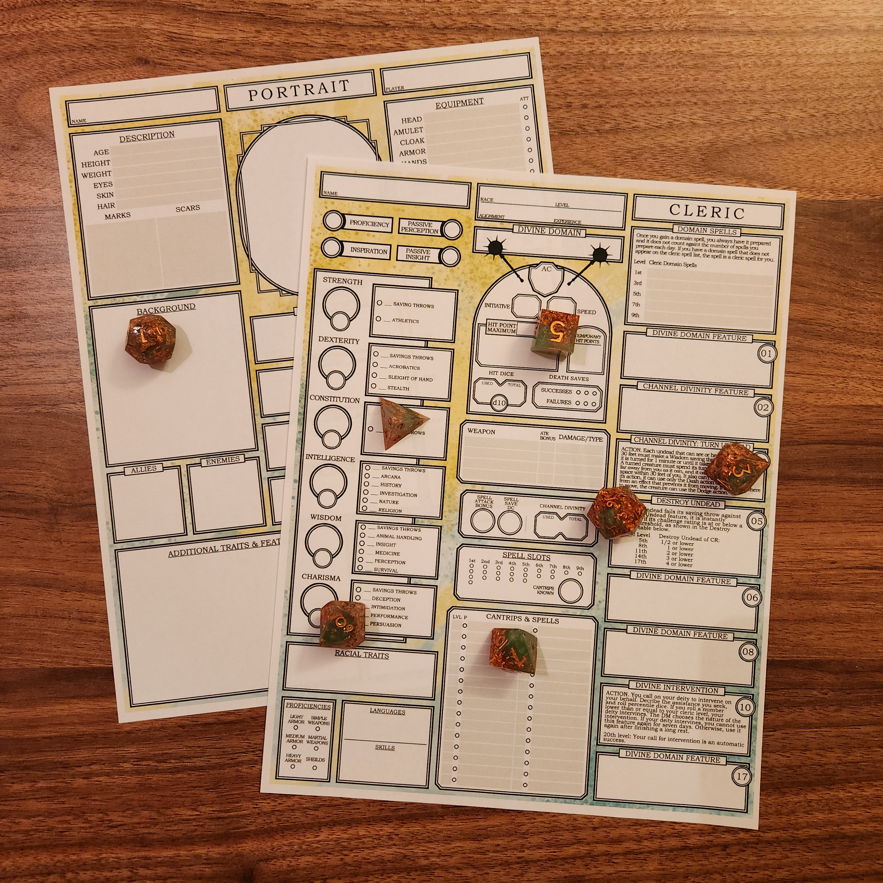 Optimized CLERIC | Downloadable/fillable PDF Character Sheet for D&D 5e ...