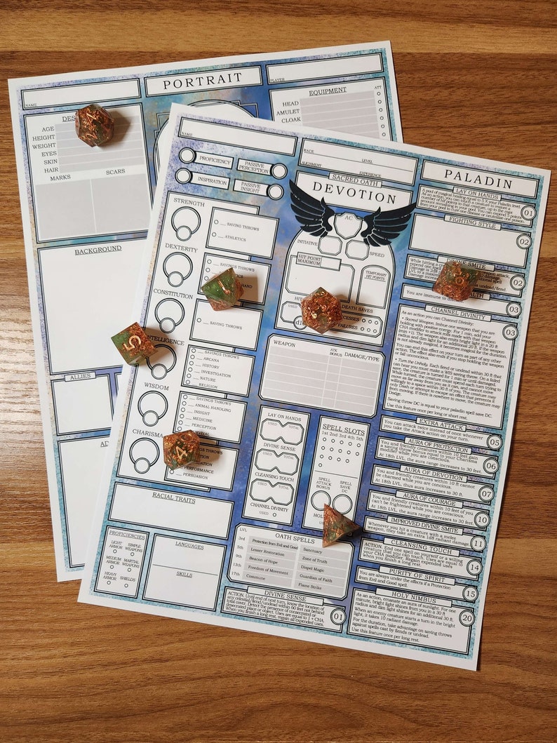 Optimized PALADIN | Downloadable/fillable PDF Character Sheets for D&D ...