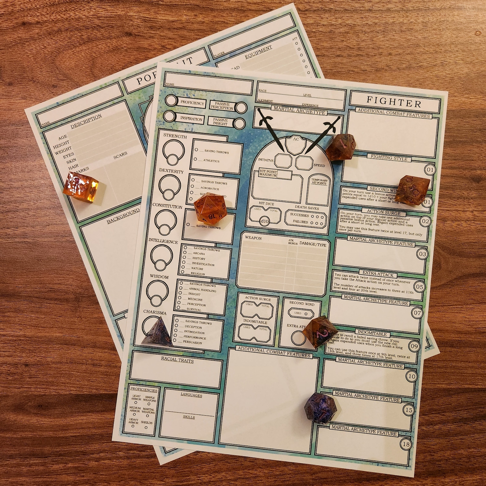 Optimized FIGHTER | Downloadable/fillable PDF Character Sheet for D&D ...