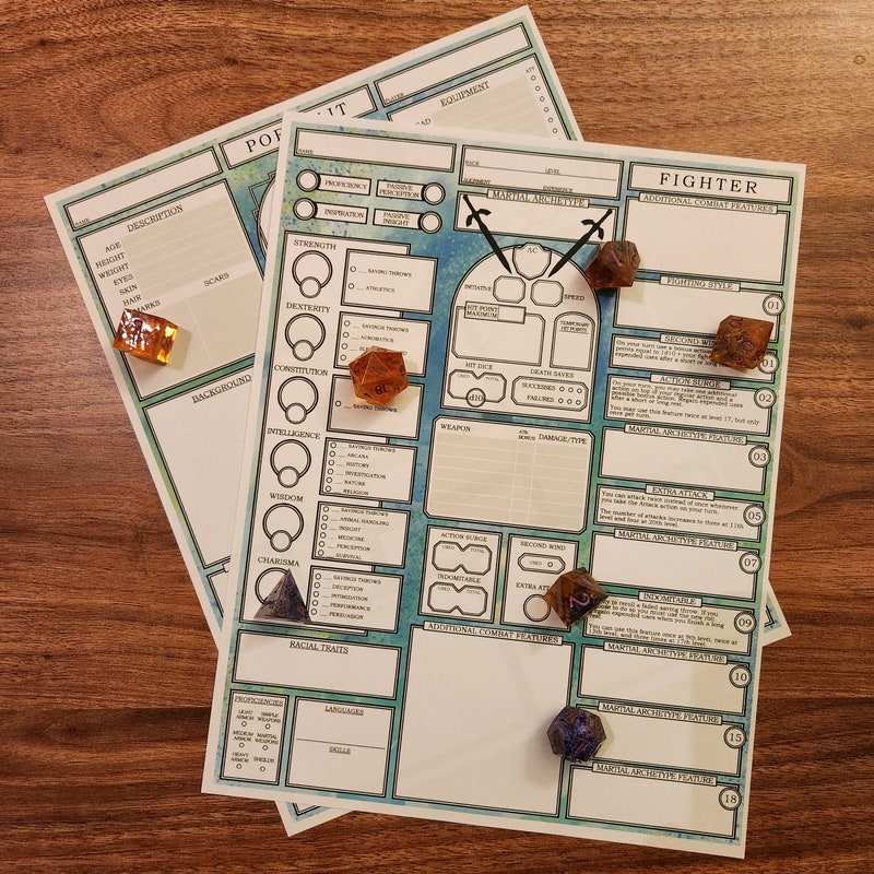 Dnd Character Sheets Themed - Etsy