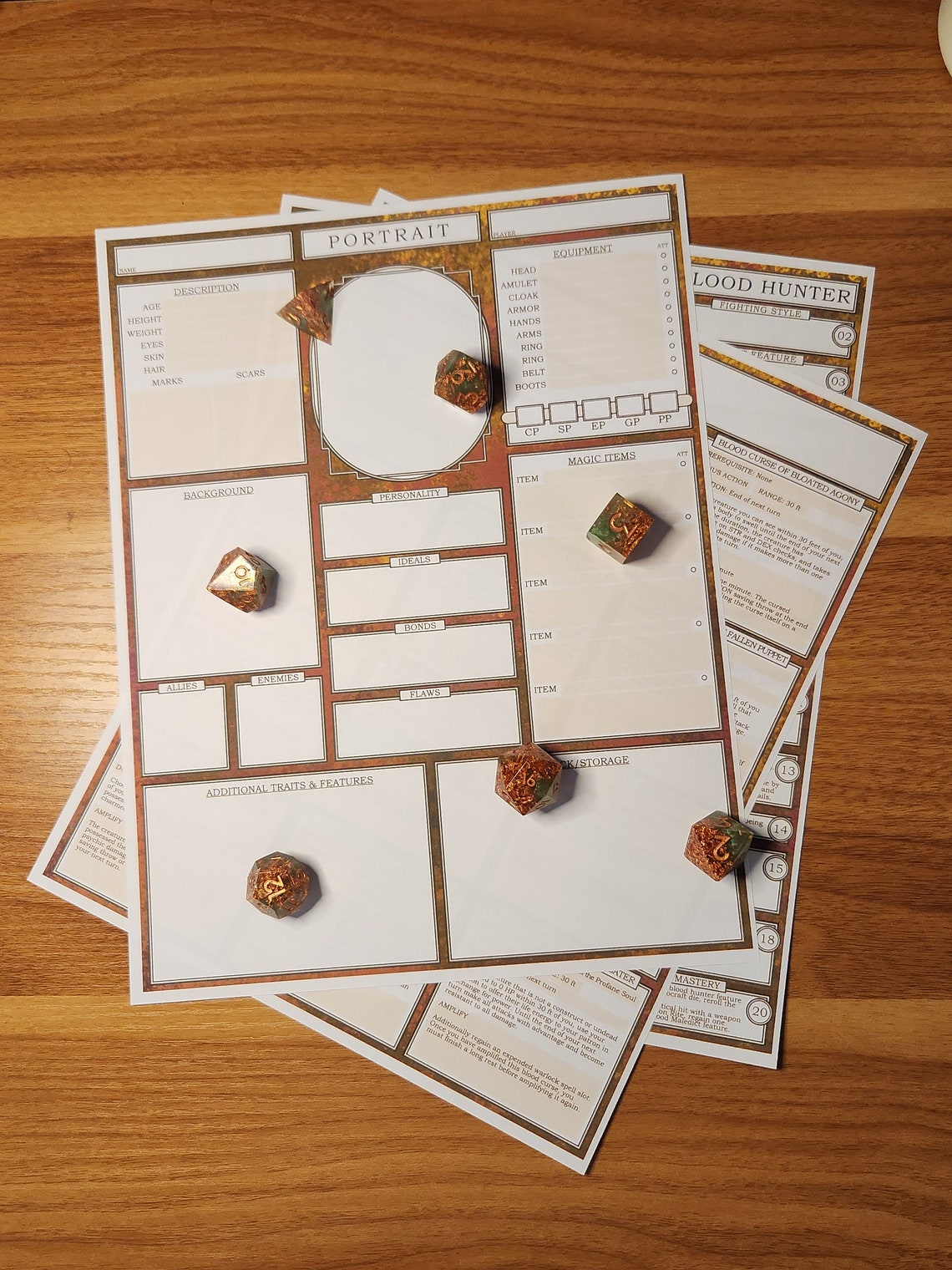 Optimized BLOOD HUNTER| Downloadable/fillable PDF Character Sheet for D ...