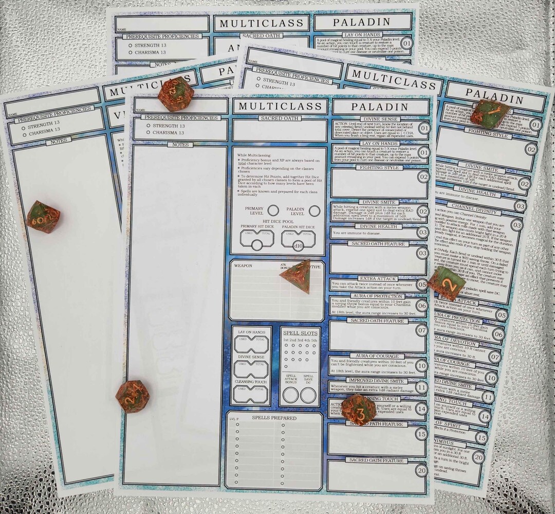 Optimized PALADIN MULTICLASS | Downloadable PDF Character Sheets for D ...