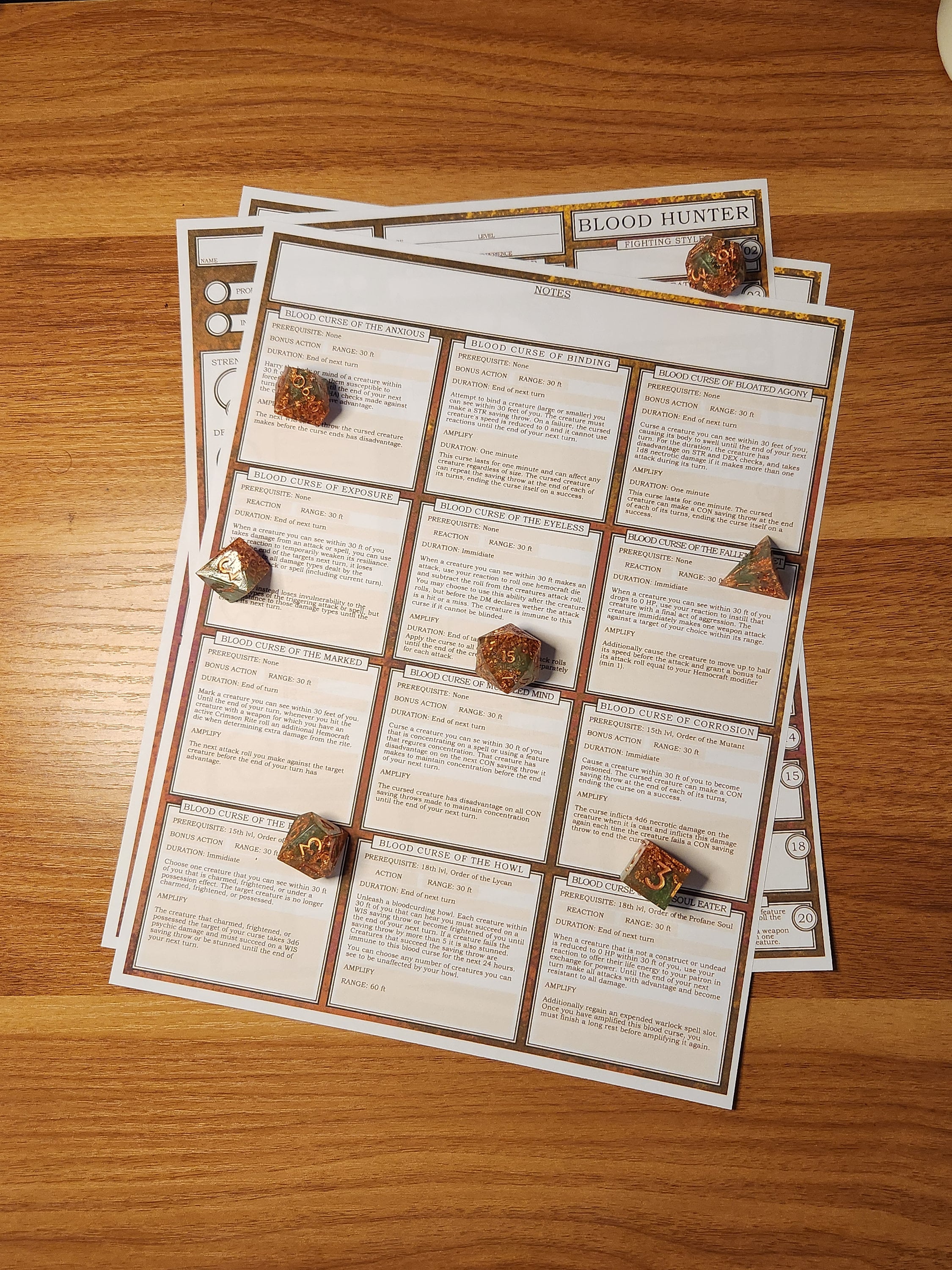 Optimized BLOOD HUNTER| Downloadable/fillable PDF Character Sheet for D ...