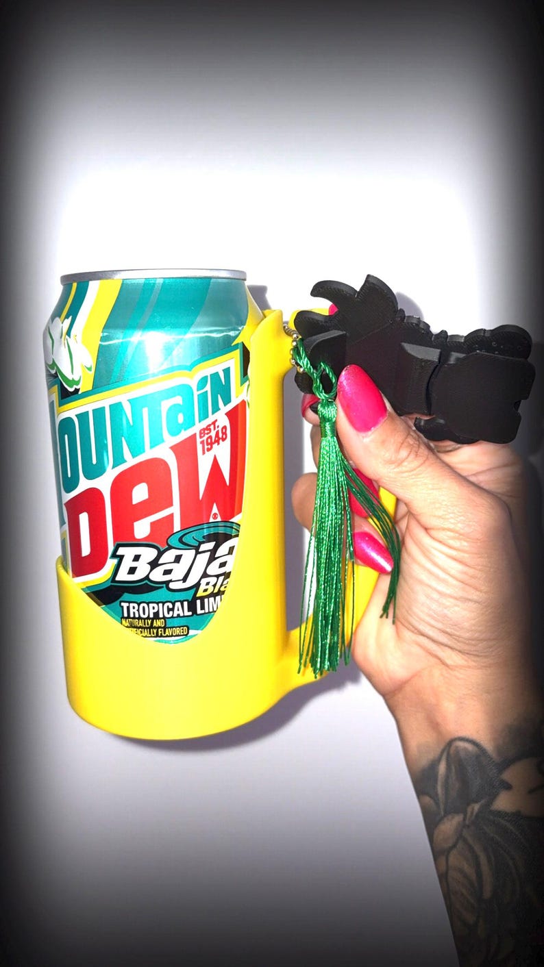 3D Printed Slim and Short Can Holder With Highland Cow Soda Can Opener ...