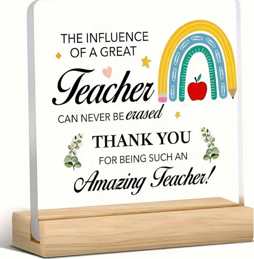 Colorful Teacher Appreciation Plaque With Stand, Coaster Gift ...