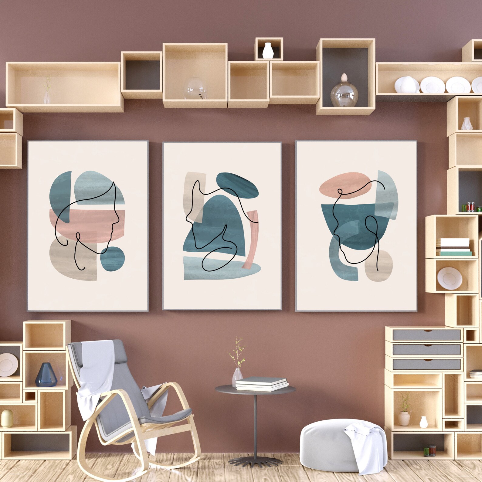 Female Line Art Set of 3 Prints, Woman One Line Drawing, Abstract ...