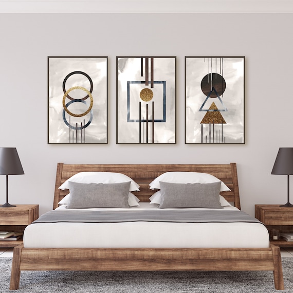 Set of 3 Abstract Shape Art Pastel Color Abstract Line | Etsy